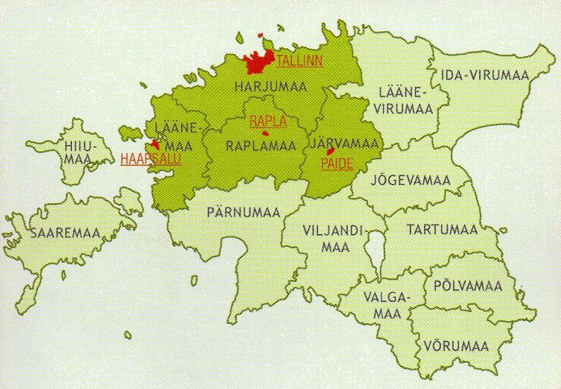 Maps - Tourism maps - Harjumaa, Järvamaa, Läänemaa, Raplamaa
