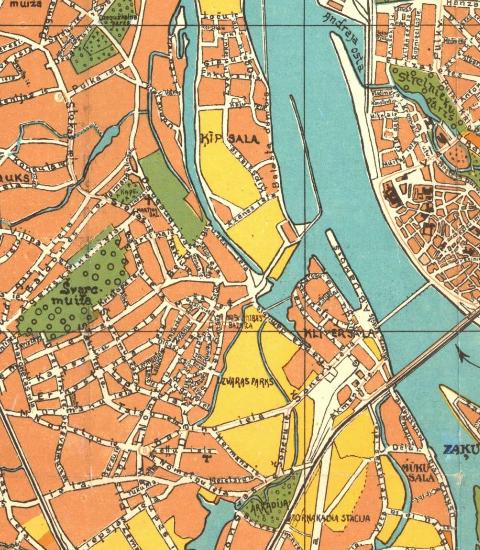 Antique - Antique: city plans (Riga) - Rīgas plāns 1923 (colour reprint)