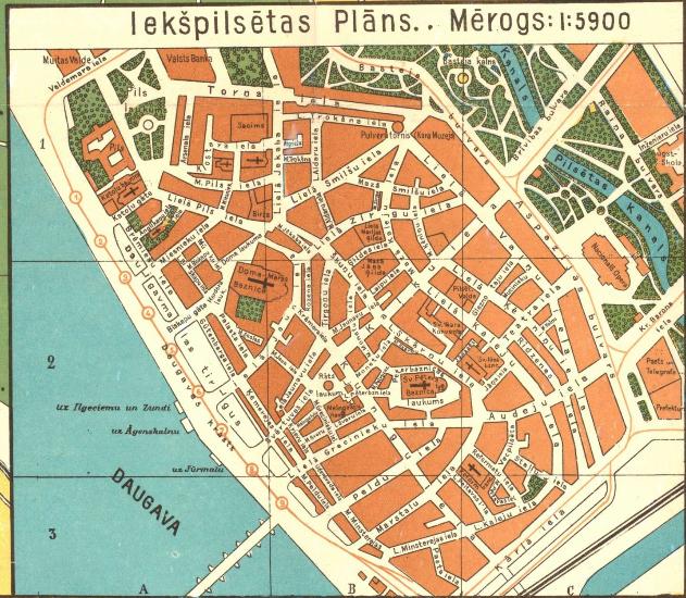 Antique - Antique: city plans (Riga) - Rīgas plāns 1923 (colour reprint)