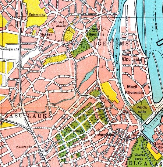 Antique - Antique: city plans (Riga) - Rīgas plāns 1930 (colour reprint)