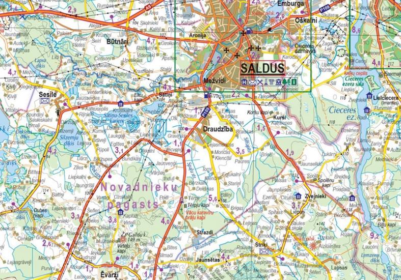 Maps - Tourism maps - Saldus un apkārtne