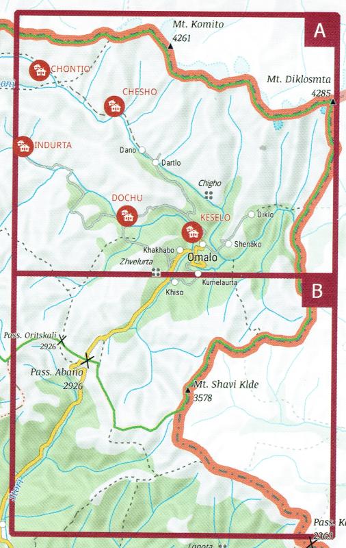 Maps - Tourism maps - TK 1 Omalo, Pass Abano, Mt. Diklosmta