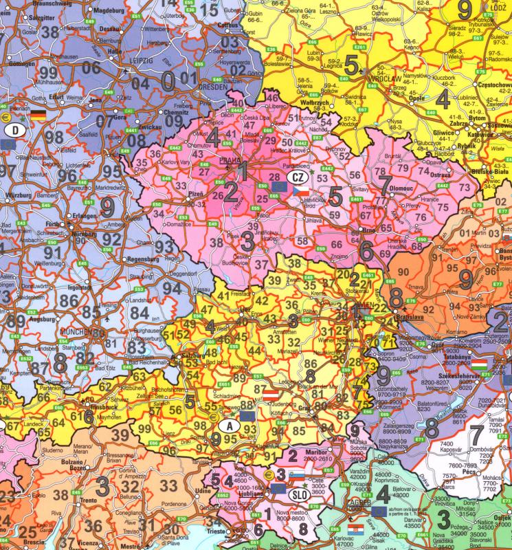 Maps - Wall maps - Europa Postleitzahlen
