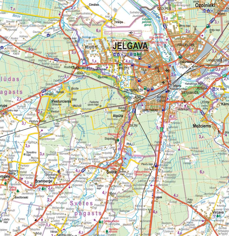 Maps - Wall maps - Jelgavas un Olaines novadi (izdruka)