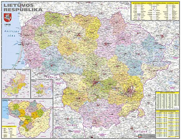 Maps - Wall maps - Lietuvos Administracinis žemelapis