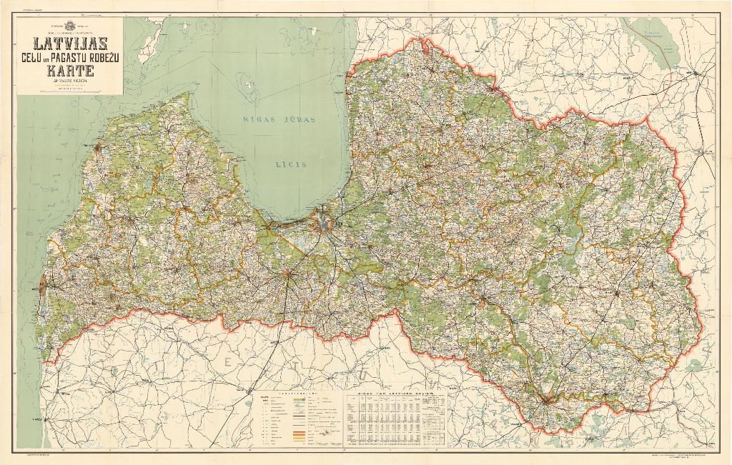 Antique - Antique: Latvia, Baltics - Latvijas ceļu un pagastu robežu ...