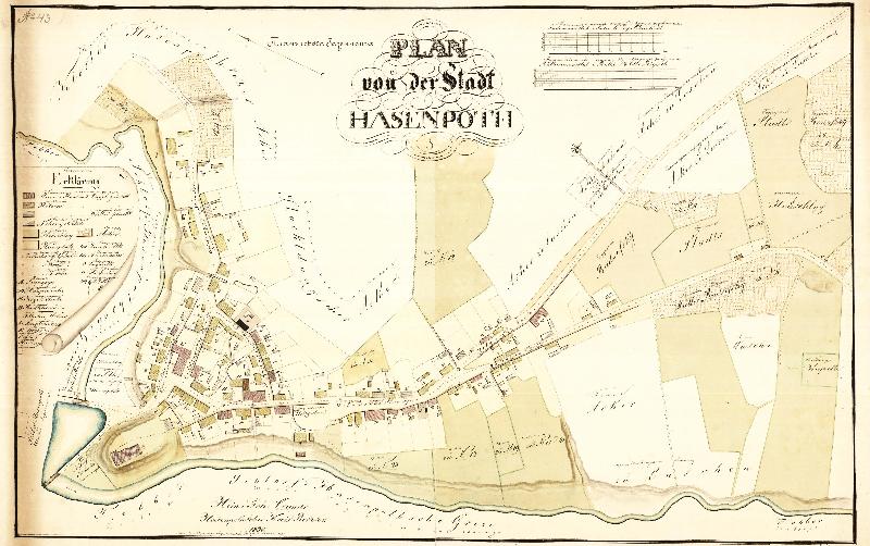 Antique - Antique: city plans (other) - Plan von der Stadt Hasenpoth ...