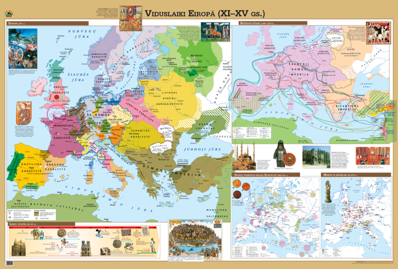 Maps - Wall maps - Viduslaiki Eiropā (XI - XV gs.) Vēsturiskā sienas ...